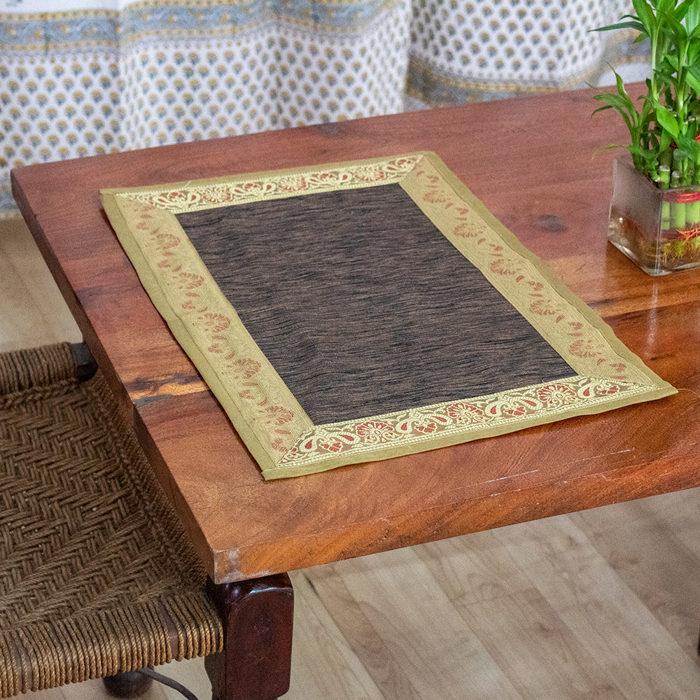 Black Brocade Table Mat